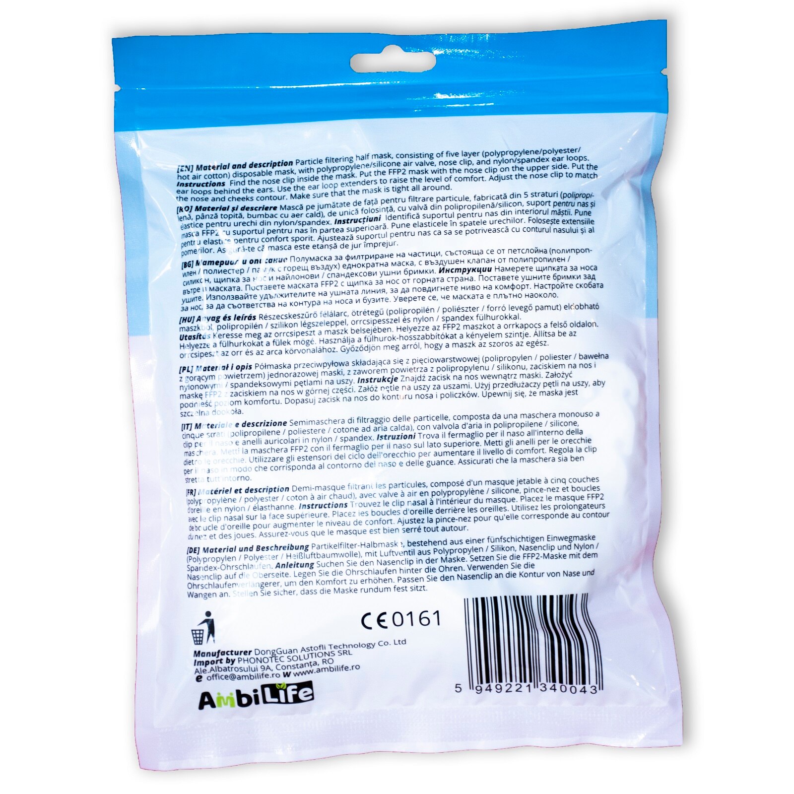 Set 5 Masti cu 5 straturi de protectie respiratorie standard FFP2, KN95 ...