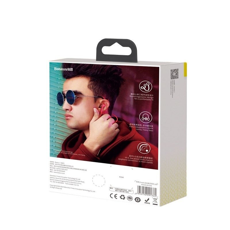 Casti wireless Baseus Encok S30, Bluetooth 5.0, IPX5, Red - eMAG.ro