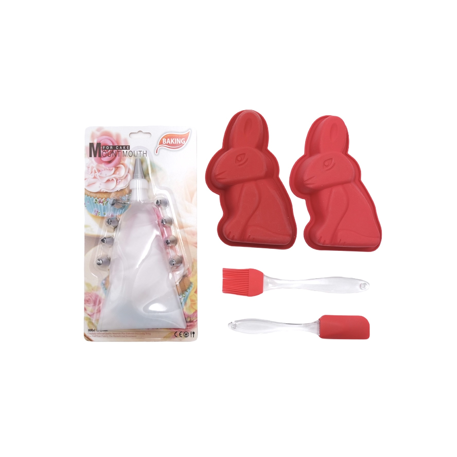 Set pentru prajituri, 2 forme prajituri, punga pentru ornat, pensula si ...