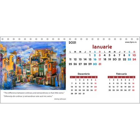 Calendar de birou "Picturi abstracte" si citate celebre - eMAG.ro