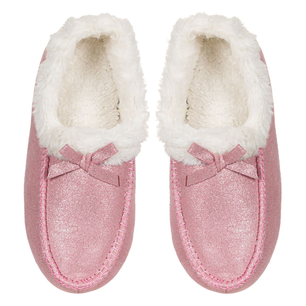 Botosei dama, ETK, stil balerini, cu glitter si fundita, roz - eMAG.ro