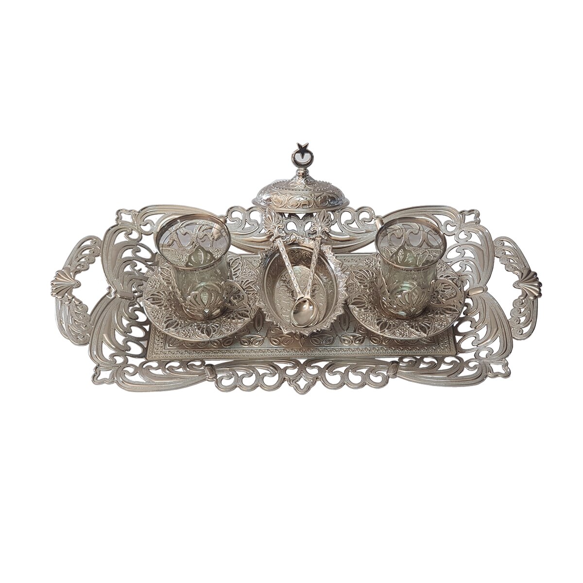 Set pentru Ceai Turcesc, 2 persoane, 9 piese, Busem, Argintiu - eMAG.ro