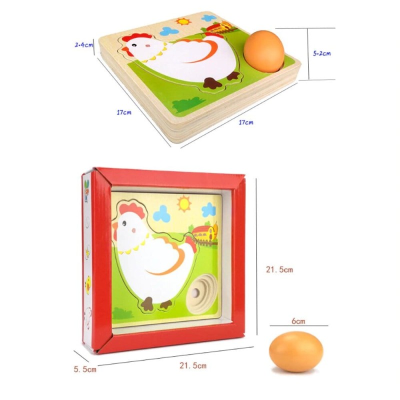 Puzzle din lemn model montessori Ciclul de viata al pasarii de la ou la ...