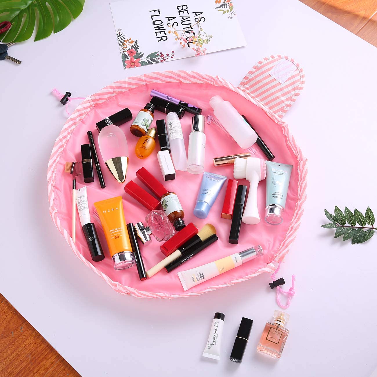 Geanta cosmetice make-up alb/roz - eMAG.ro