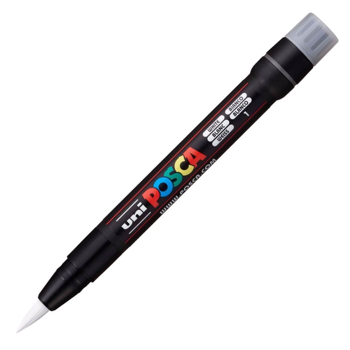 Marker pensula UNI Posca Brush PCF-350, alb - eMAG.ro