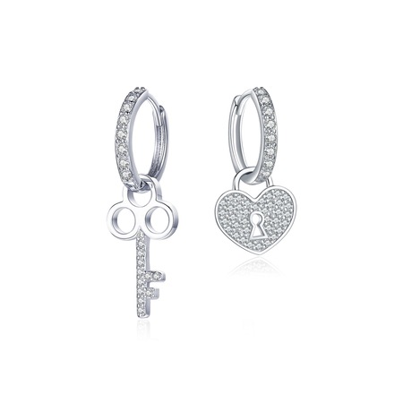 Cercei din argint Heart & Key Hoops - eMAG.ro