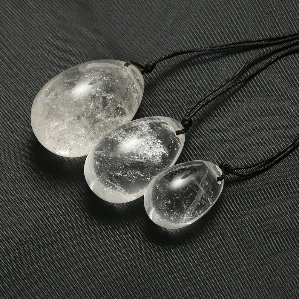 Set 3 oua yoni, cuart alb, transparent, imbunatatirea sanatatii, fizice ...