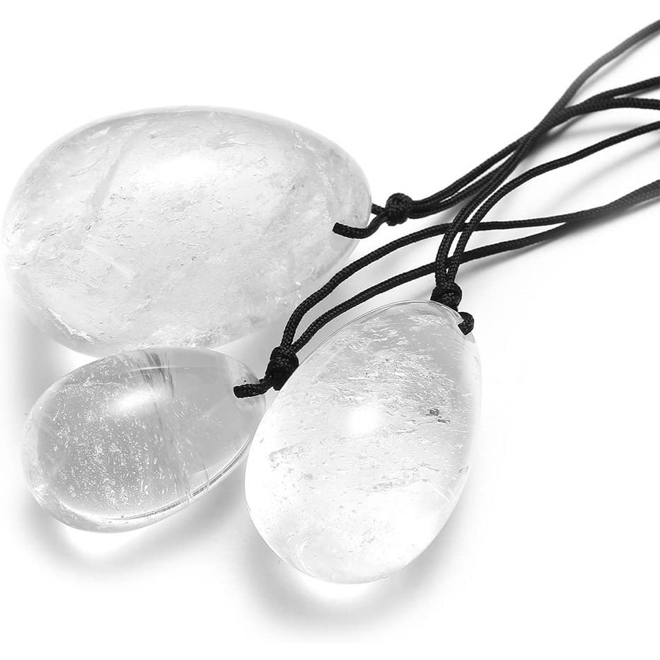 Set 3 oua yoni, cuart alb, transparent, imbunatatirea sanatatii, fizice ...