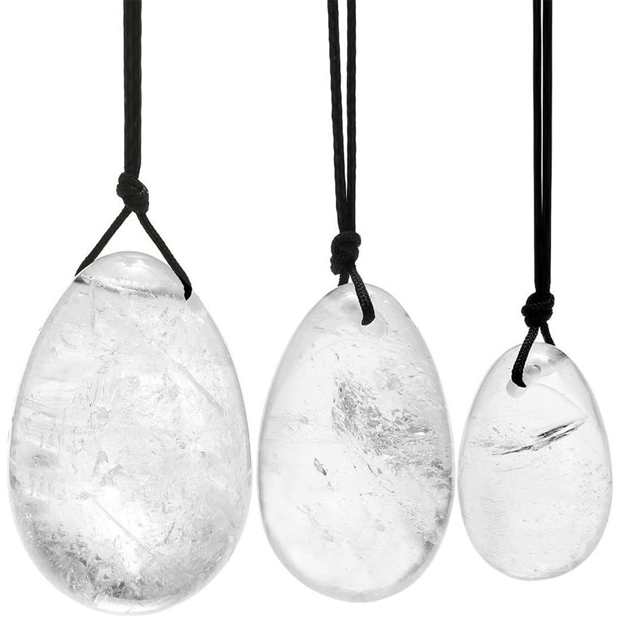 Set 3 oua yoni, cuart alb, transparent, imbunatatirea sanatatii, fizice ...