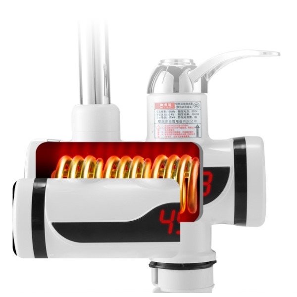 Incalzitor de apa instant, Buxton, Cu afisaj digital LED, Alb/Argintiu ...