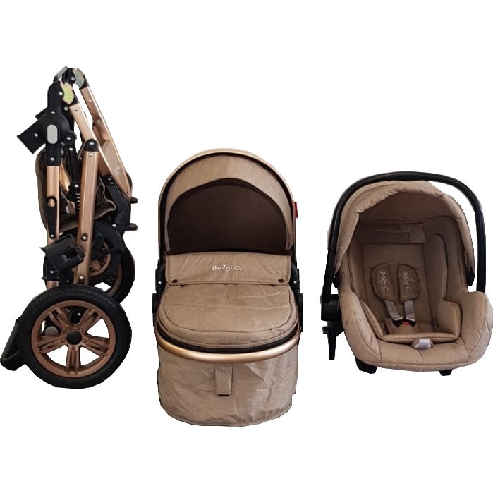 Carucior nou nascuti 3 in 1 Baby Care™ PRO 530, Cu geanta bebe, Cadru ...