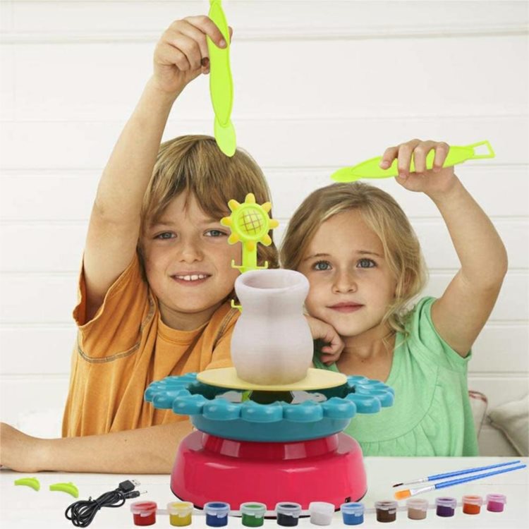 Set Atelier de Pictura si Olarit pentru copii, cu Vopsele, Lut si ...