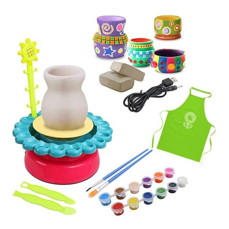 Set Atelier de Pictura si Olarit pentru copii, cu Vopsele, Lut si ...