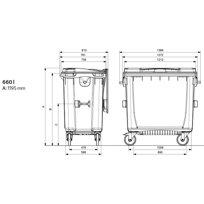 Container din plastic, 660 L, culoare verde - eMAG.ro