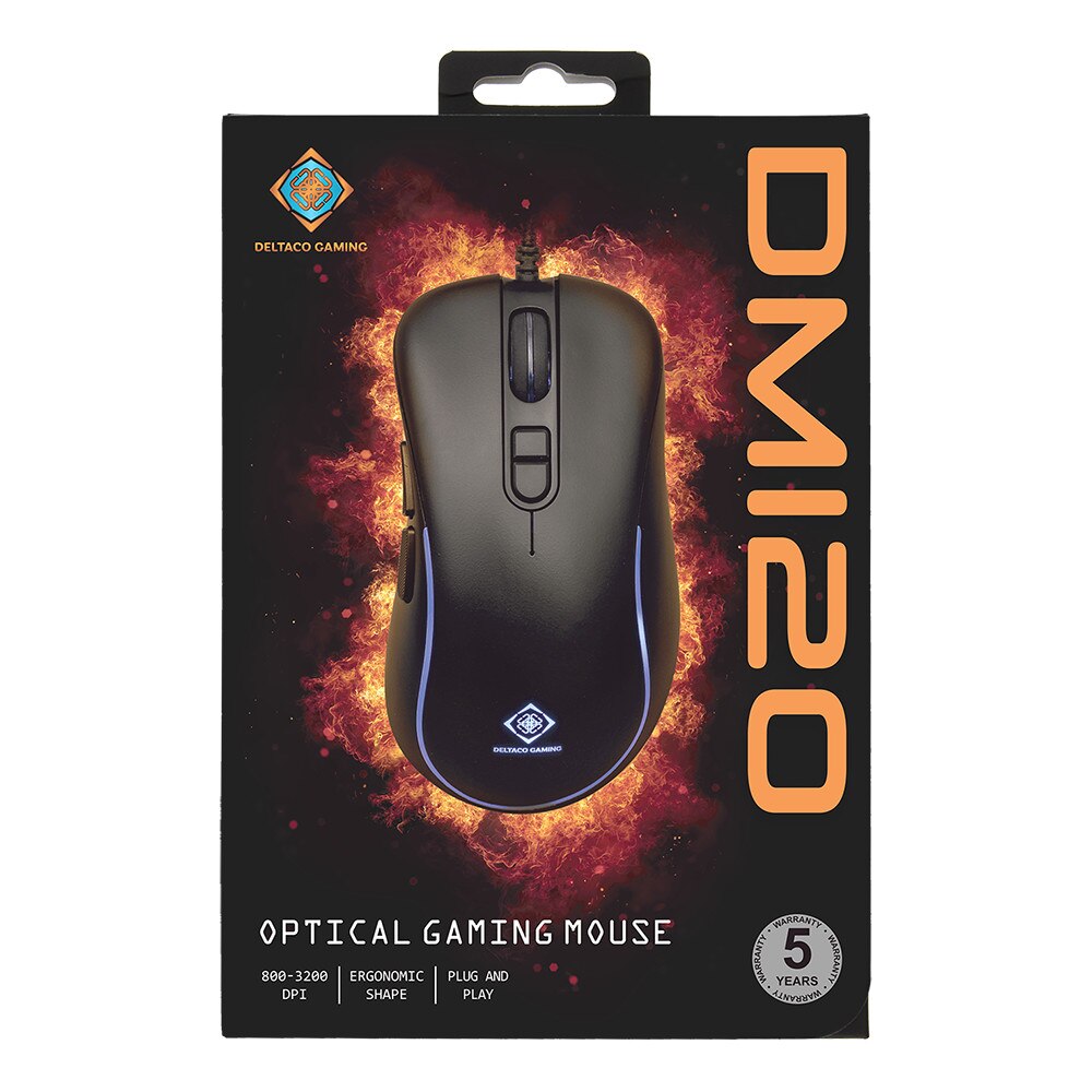 Mouse de gaming RGB Deltaco Gaming DM120, 2400 DPI, 125 Hz, 7 moduri ...