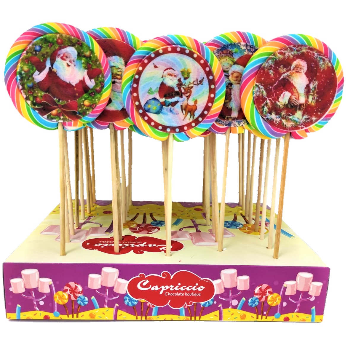 Acadele curcubeu melc cu Mos Craciun, 40 bucati/set - eMAG.ro