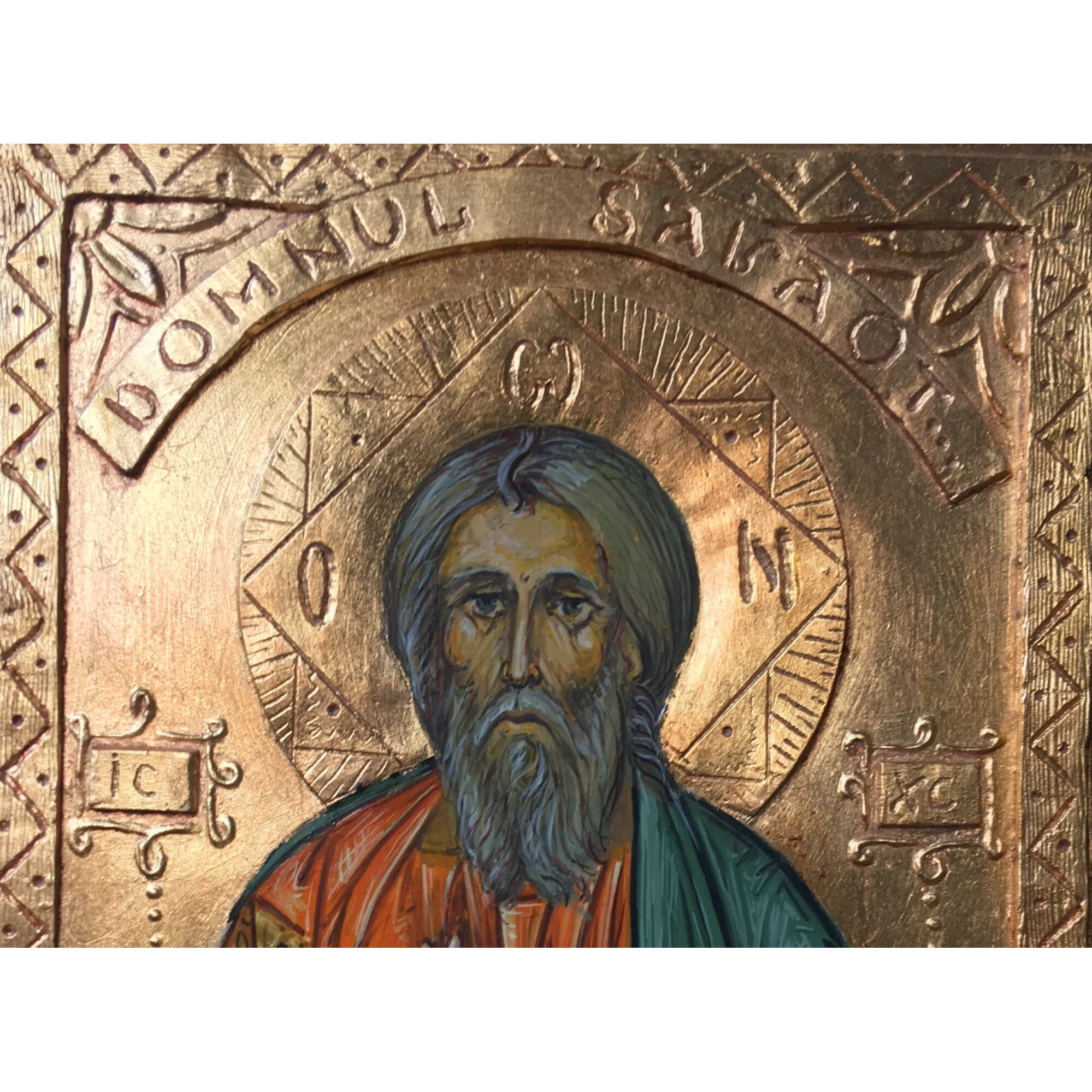 Icoana Handmade, decorata cu stucatura, poleita cu schlagmetall ...