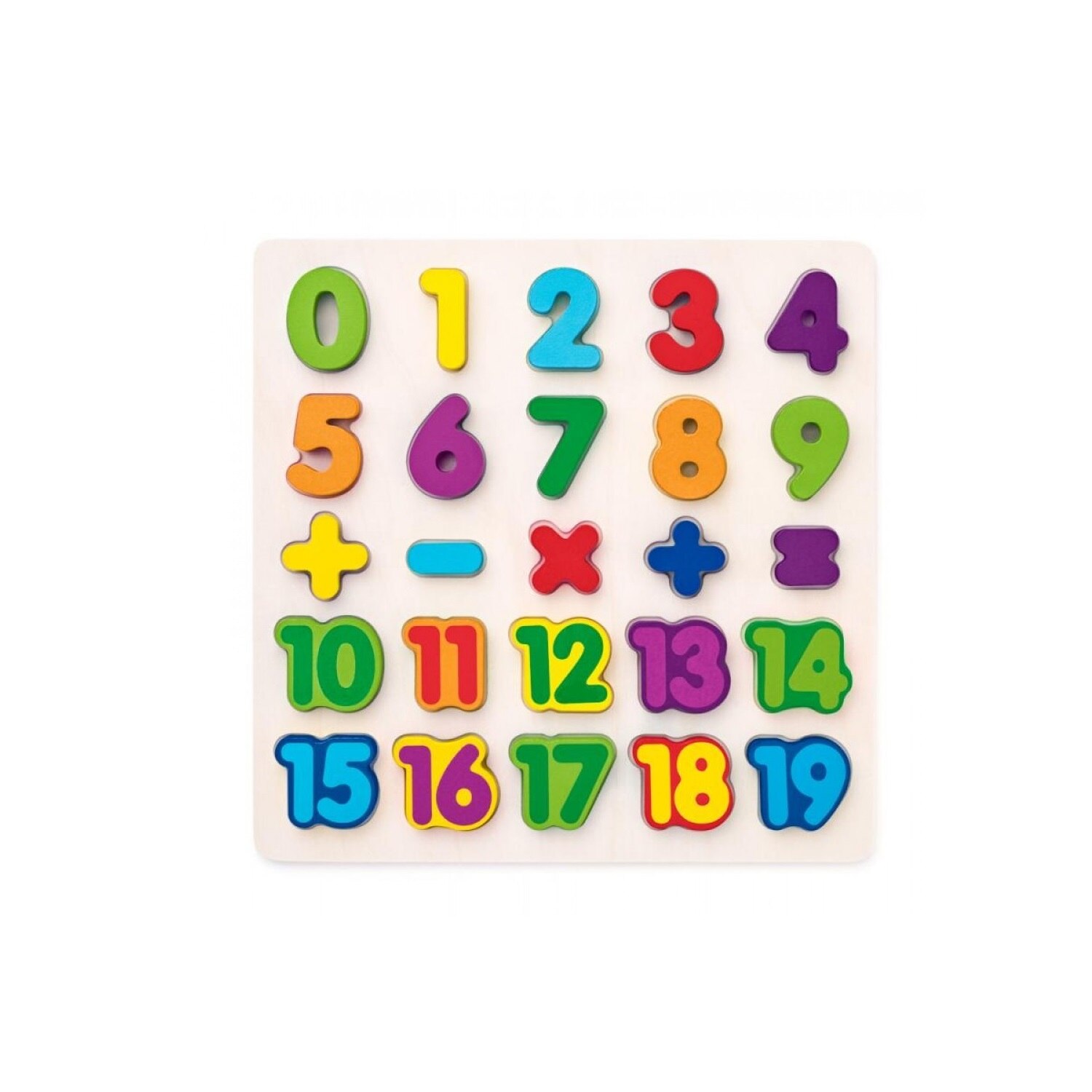 Plansa puzzle din lemn cu cifre si numere colorate Woody - eMAG.ro