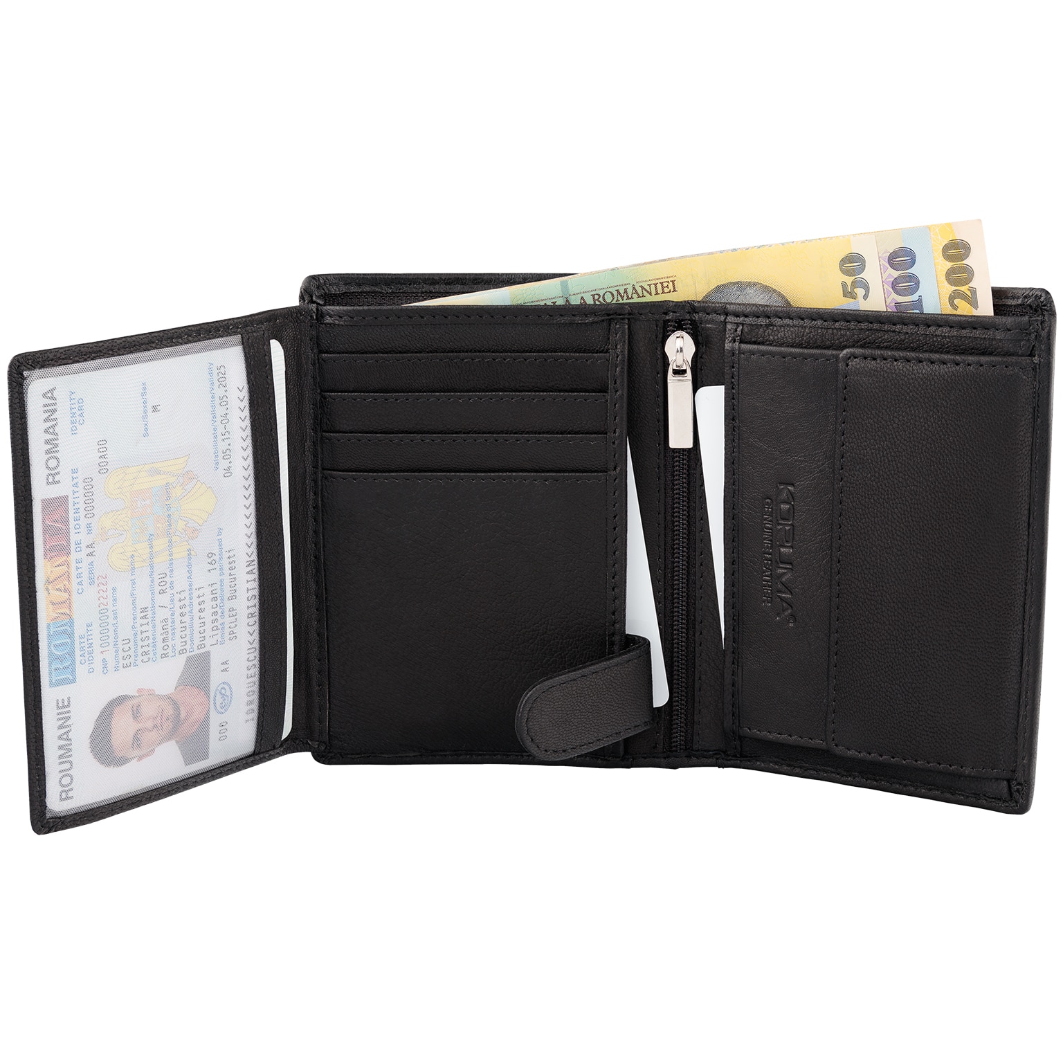 Portofel barbati, piele naturala, securitate RFID BLOCK, buzunar pentru ...