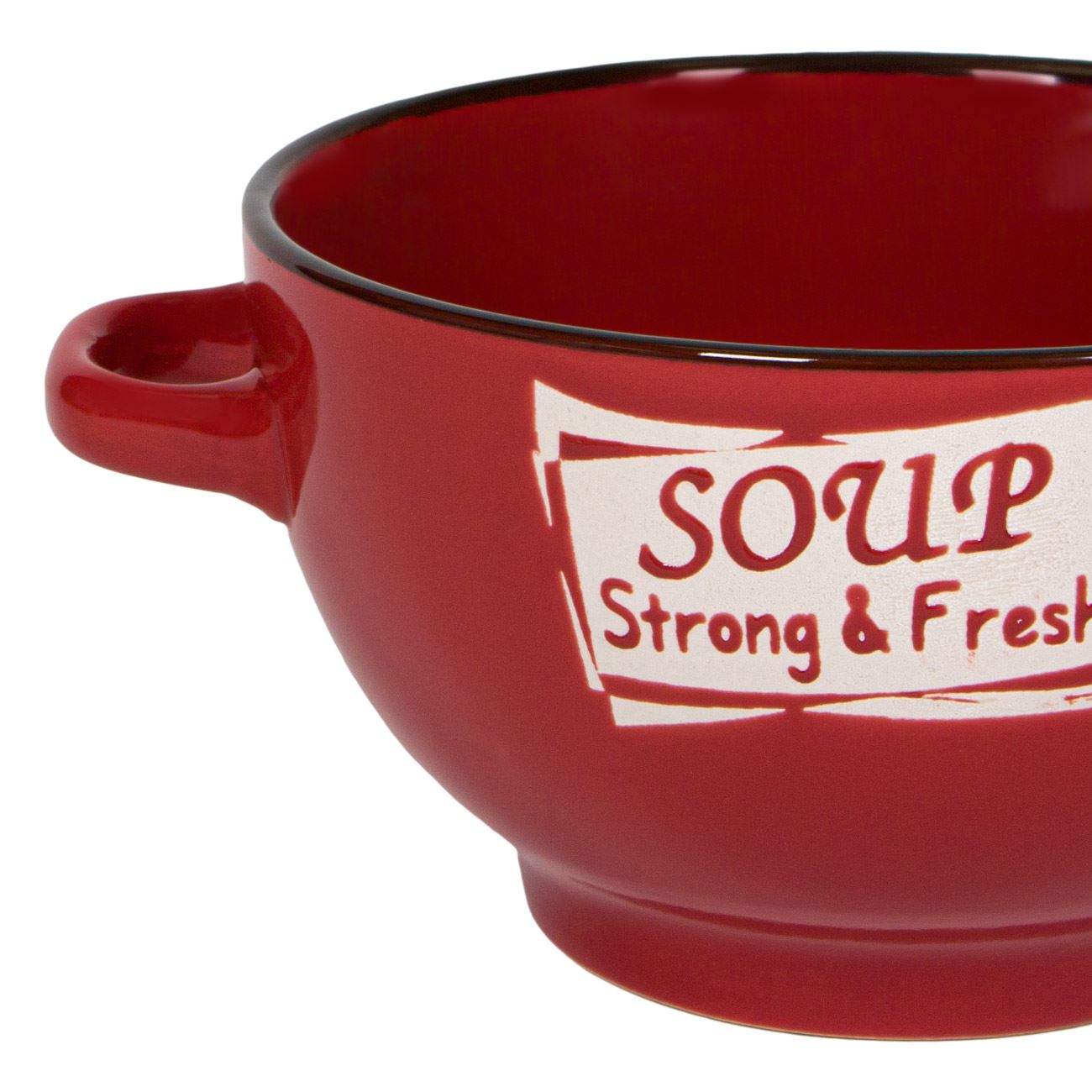 Set 4 boluri supa din ceramica, rosu, 650ml - eMAG.ro