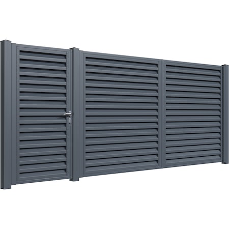 Set poarta auto si pietonala, Todome, modern 44, gri antracit, 450 x ...