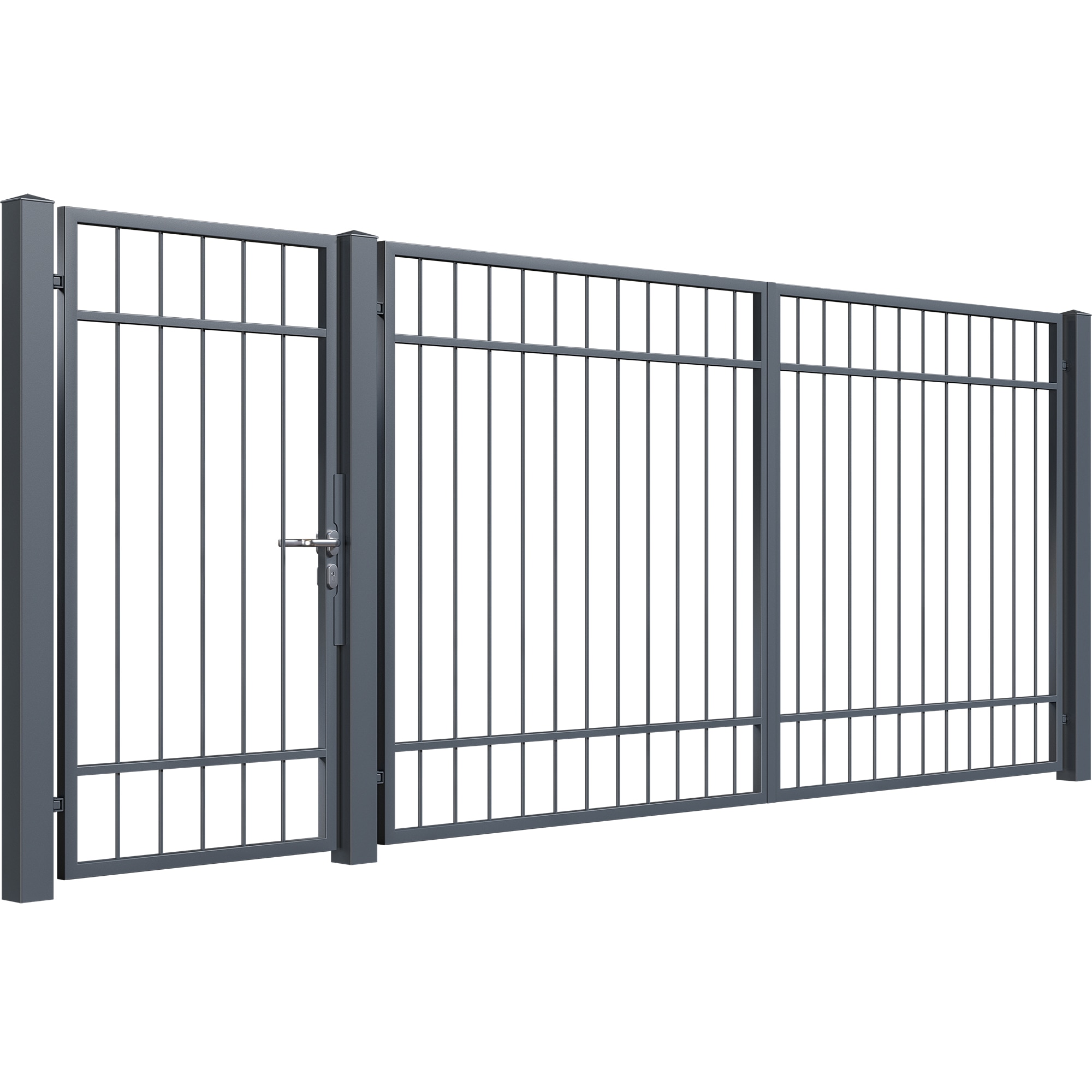 Set poarta auto si pietonala, Todome, modern 45, gri antracit, 450 x ...