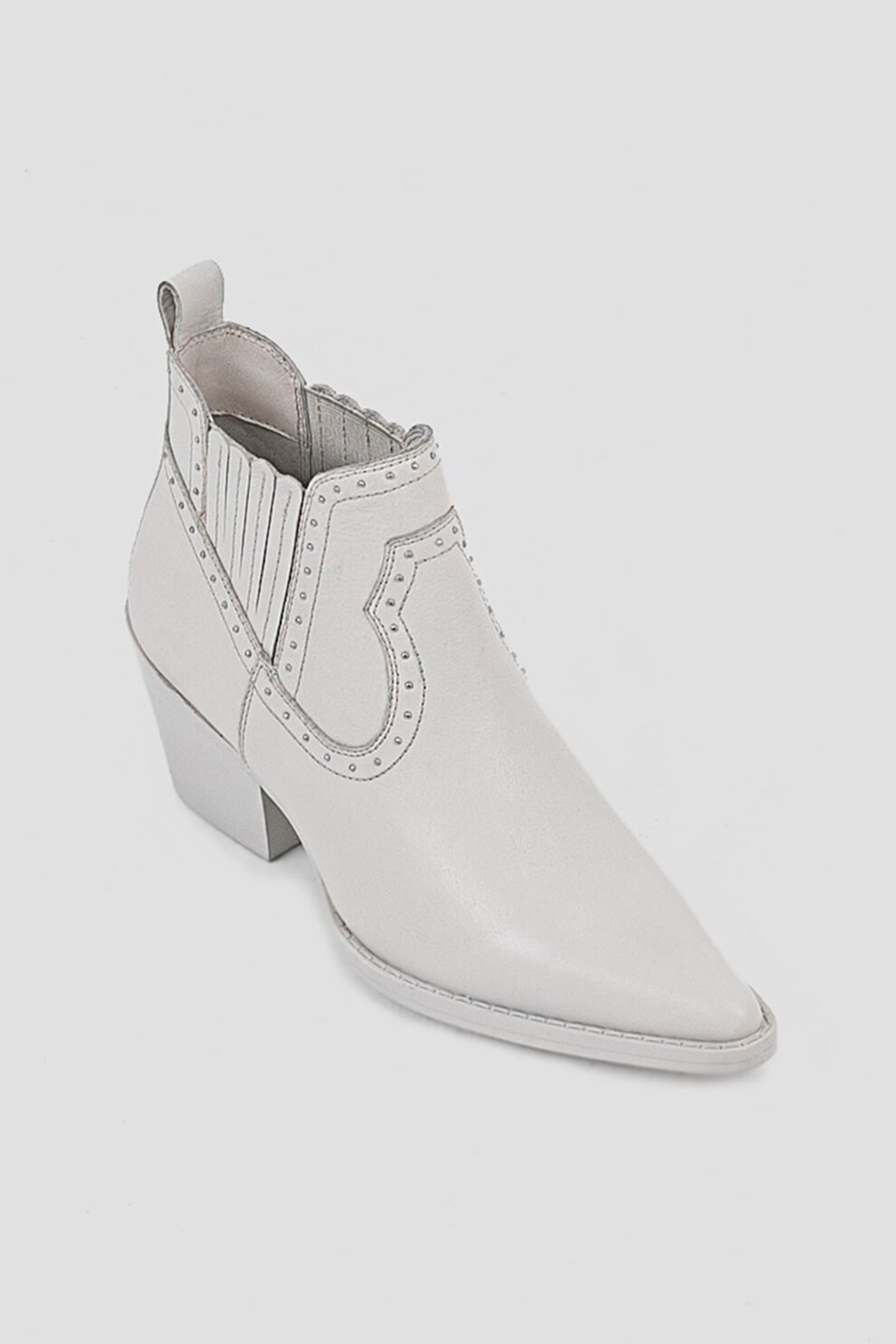 Bronx, Botine de piele cu toc cubanez Jukeson, Alb prafuit, 39 - eMAG.ro