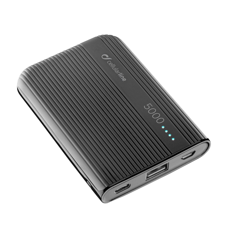Външна батерия Cellularline, 5000mAh, QC 3.0, 1xUSB, 10W, Черен - eMAG.bg