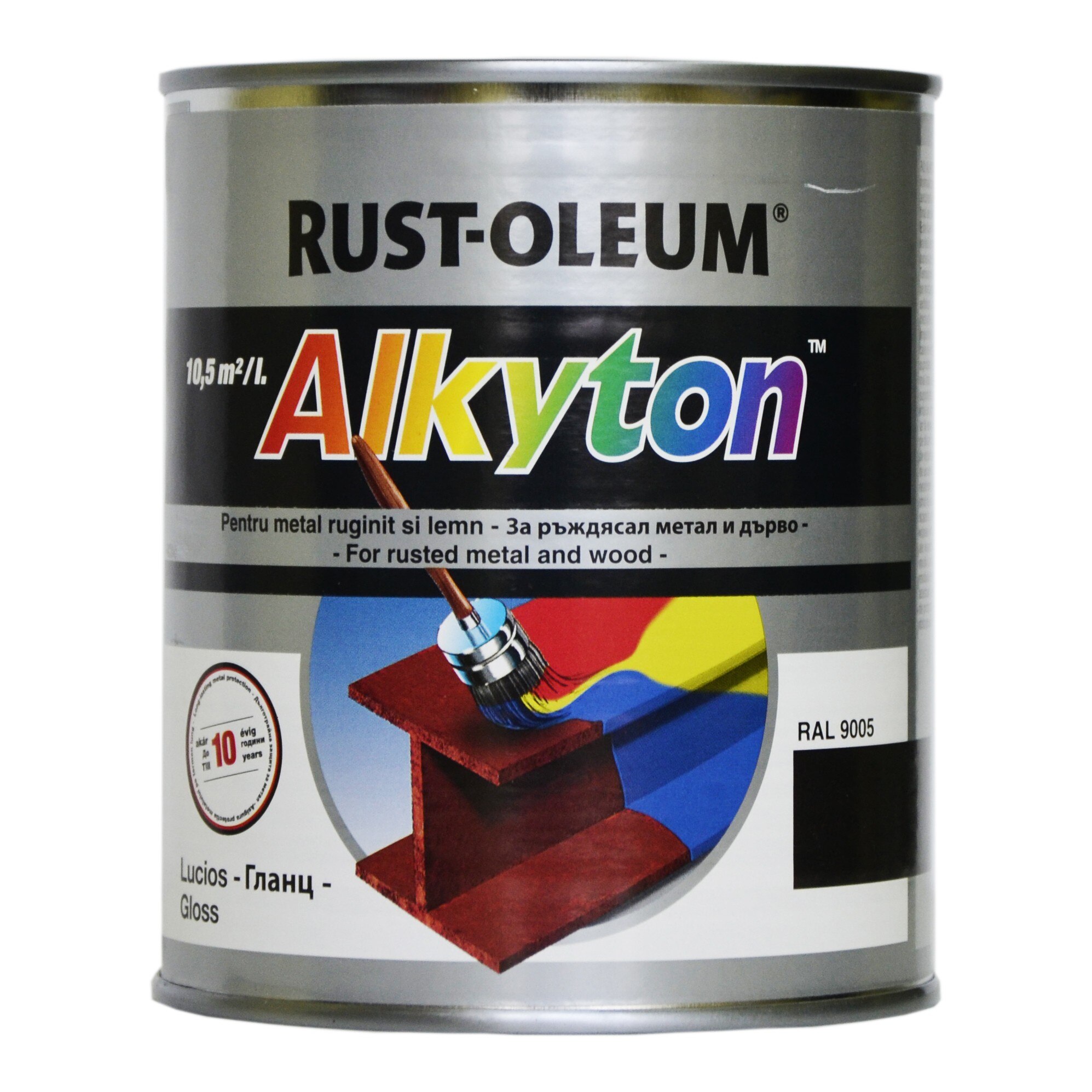 Vopsea antirugina,Alkyton,0.75L,negru,RAL9005 - eMAG.ro