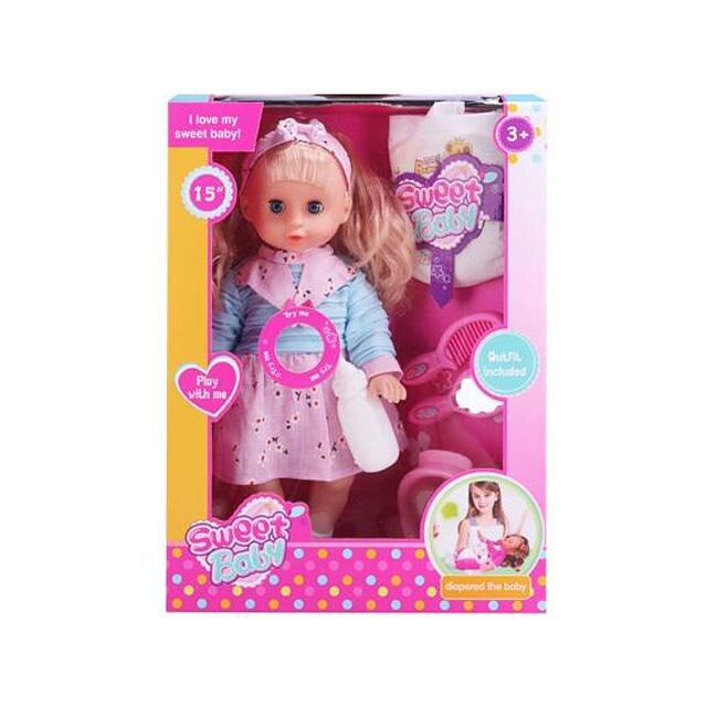 Papusa Sweet Baby, Magic Toys, Plastic, cu sunet si 5 accesorii, 38cm ...