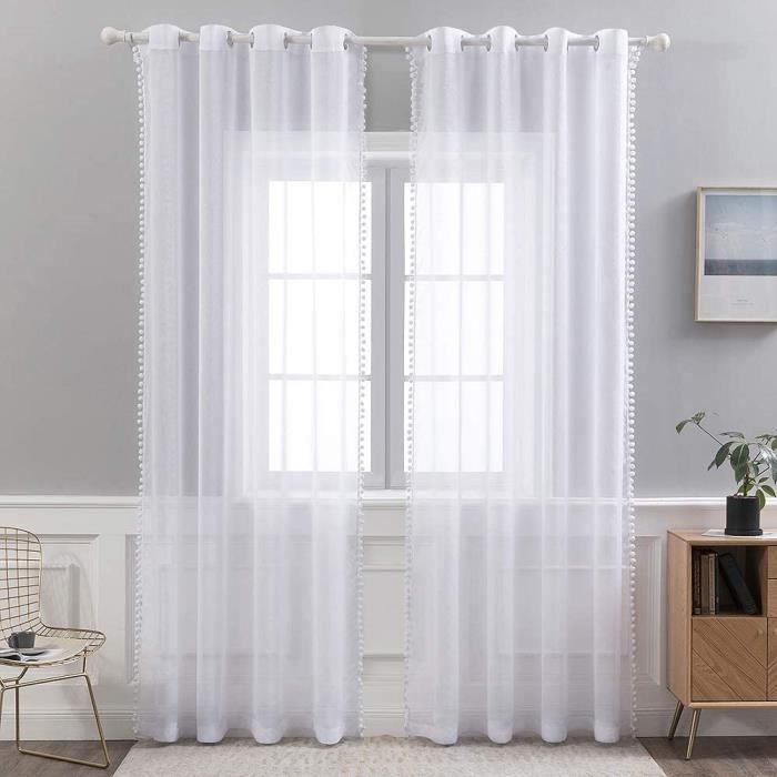 Set 2 Perdele Jupitte, Tulle, Poliester, 132x259 cm, Alb/Transparent ...