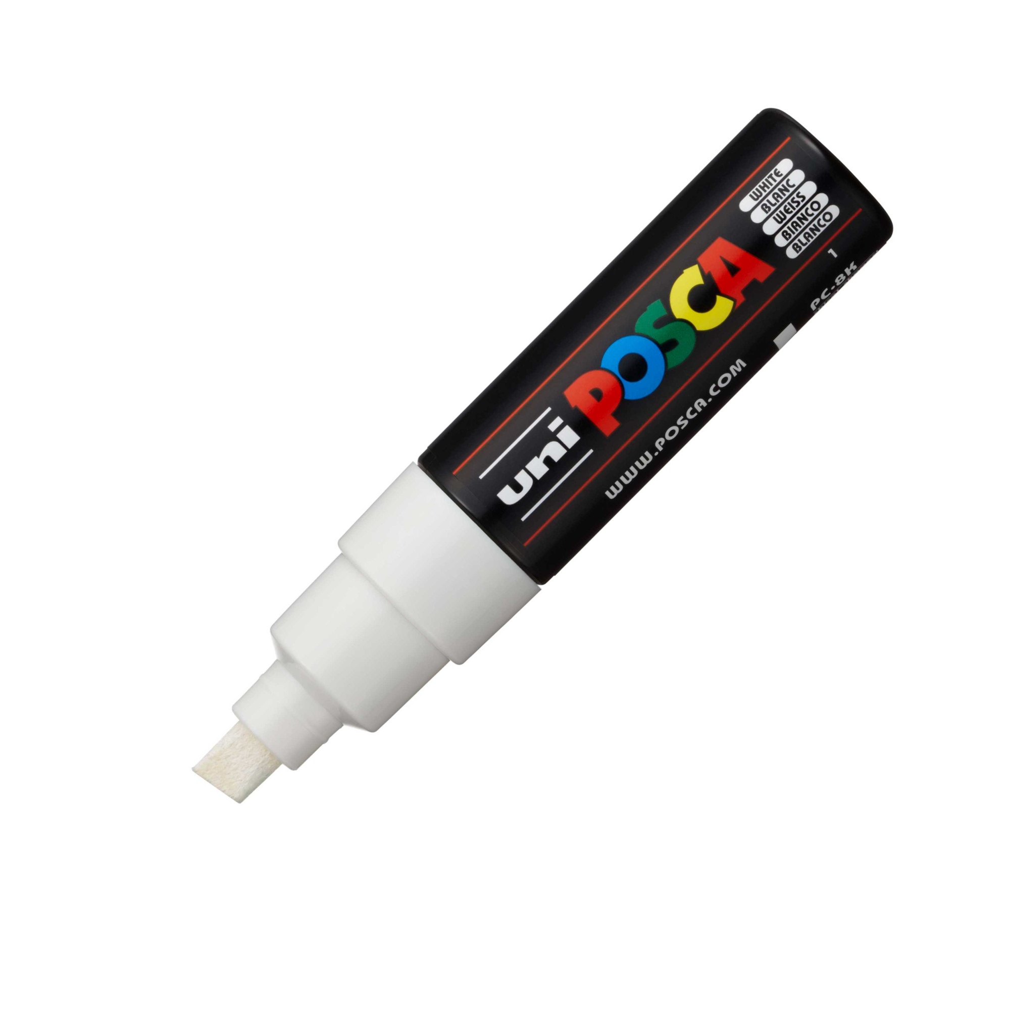 Маркер UNI PC-8K Posca 8.0 мм, скосен връх, бял - eMAG.bg