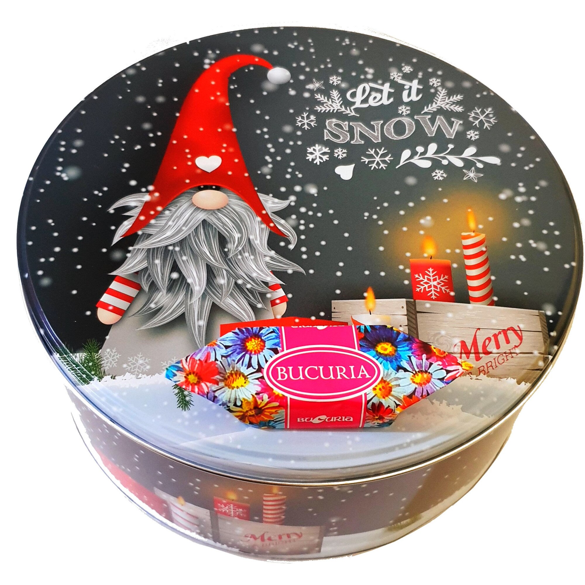 Cutie cadou metalica, decor de iarna, mix de Ciocolata Bucuria - eMAG.ro
