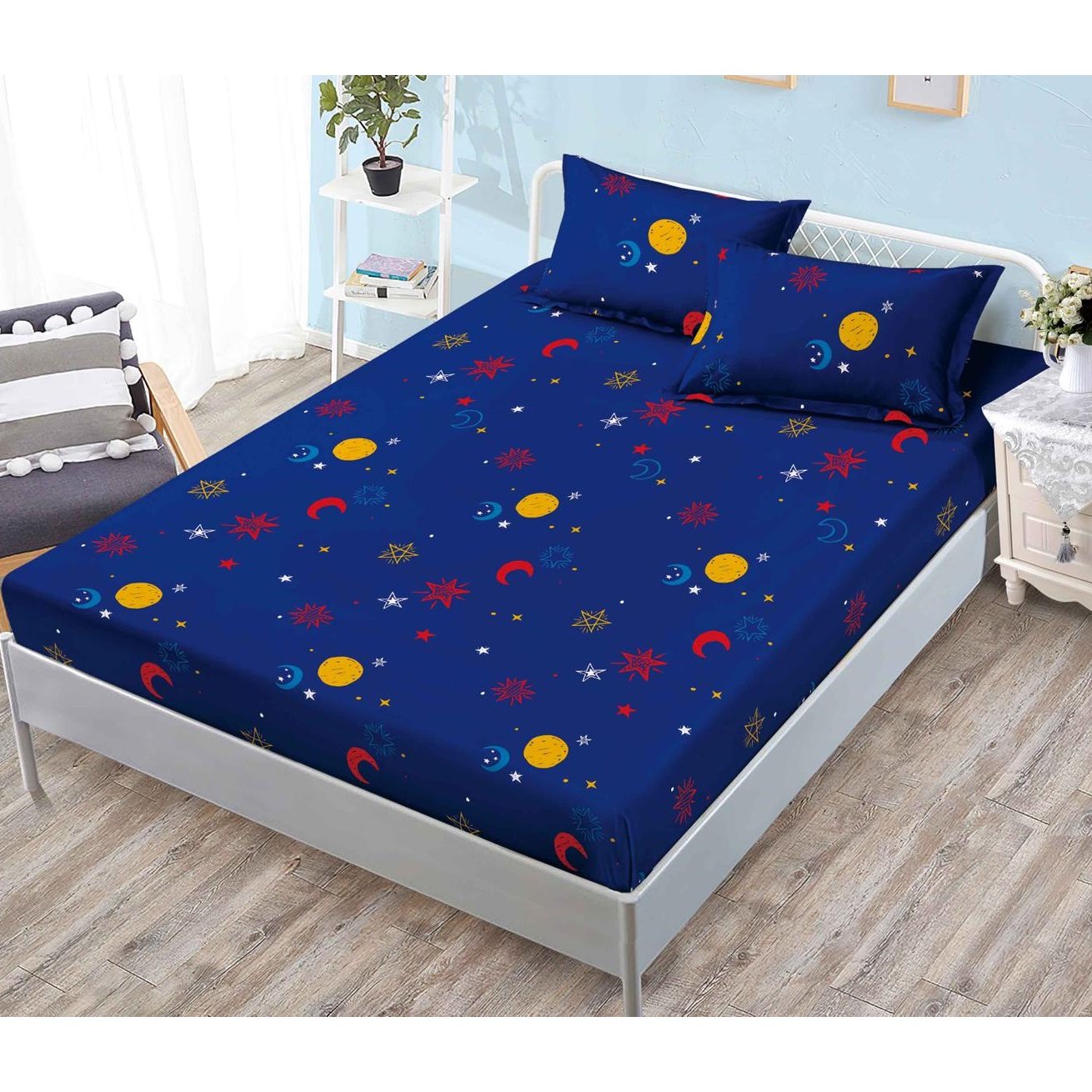 Set cearsaf cu elastic 180x200cm si 2 fete de Perna - CHH42 - eMAG.ro
