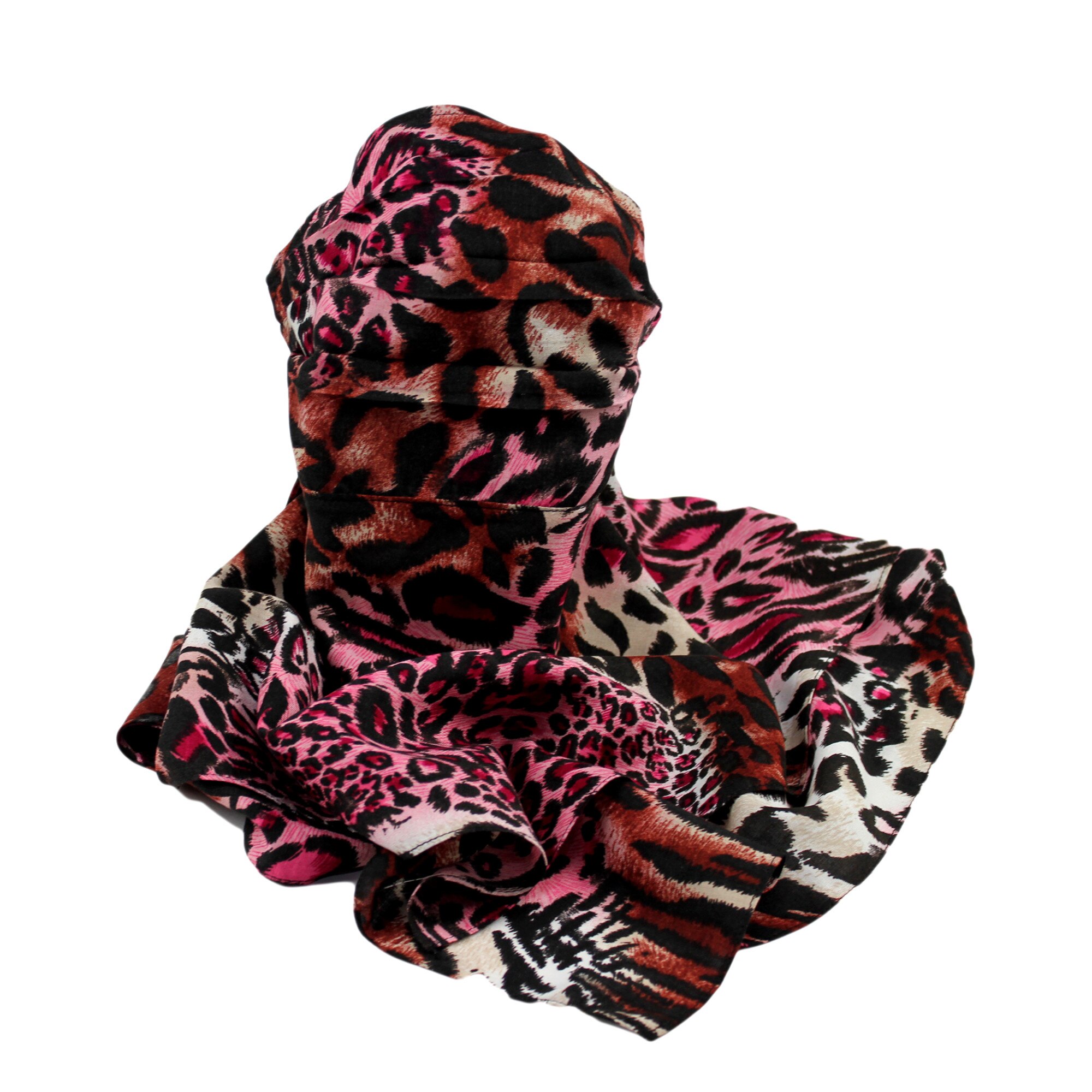 Masca dama 2in1 de tip esarfa, voal, imprimeu animal print - eMAG.ro