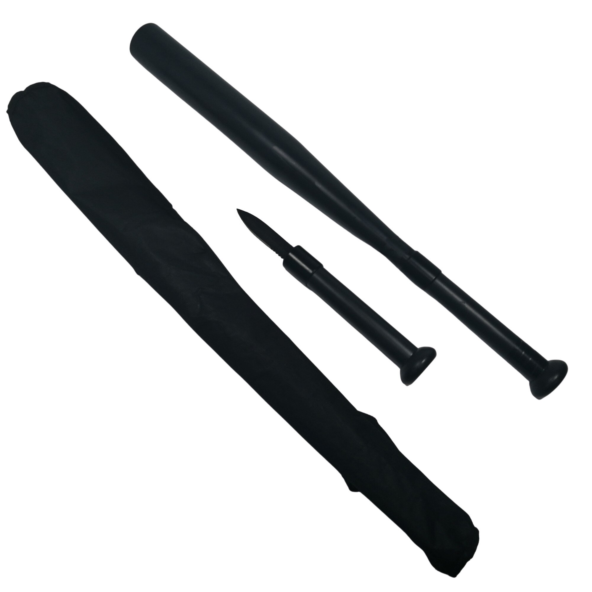 Bata de baseball, full metal, maner detasabil, 61 cm, negru, teaca ...