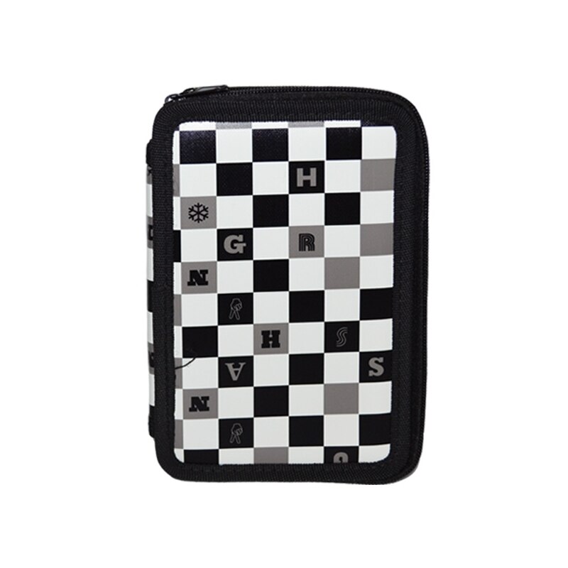 Penar cu trei fermoare carouri, negru - eMAG.ro