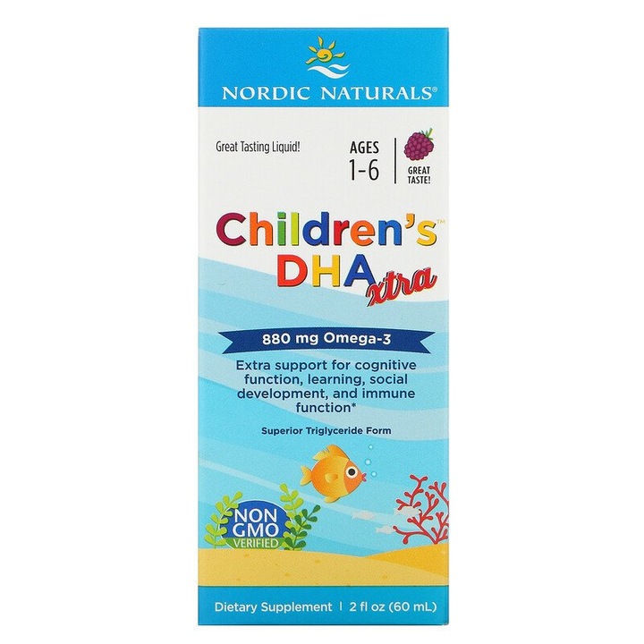 Хранителна добавка Nordic Naturals Children's DHA Xtra, 60 мл горски ...