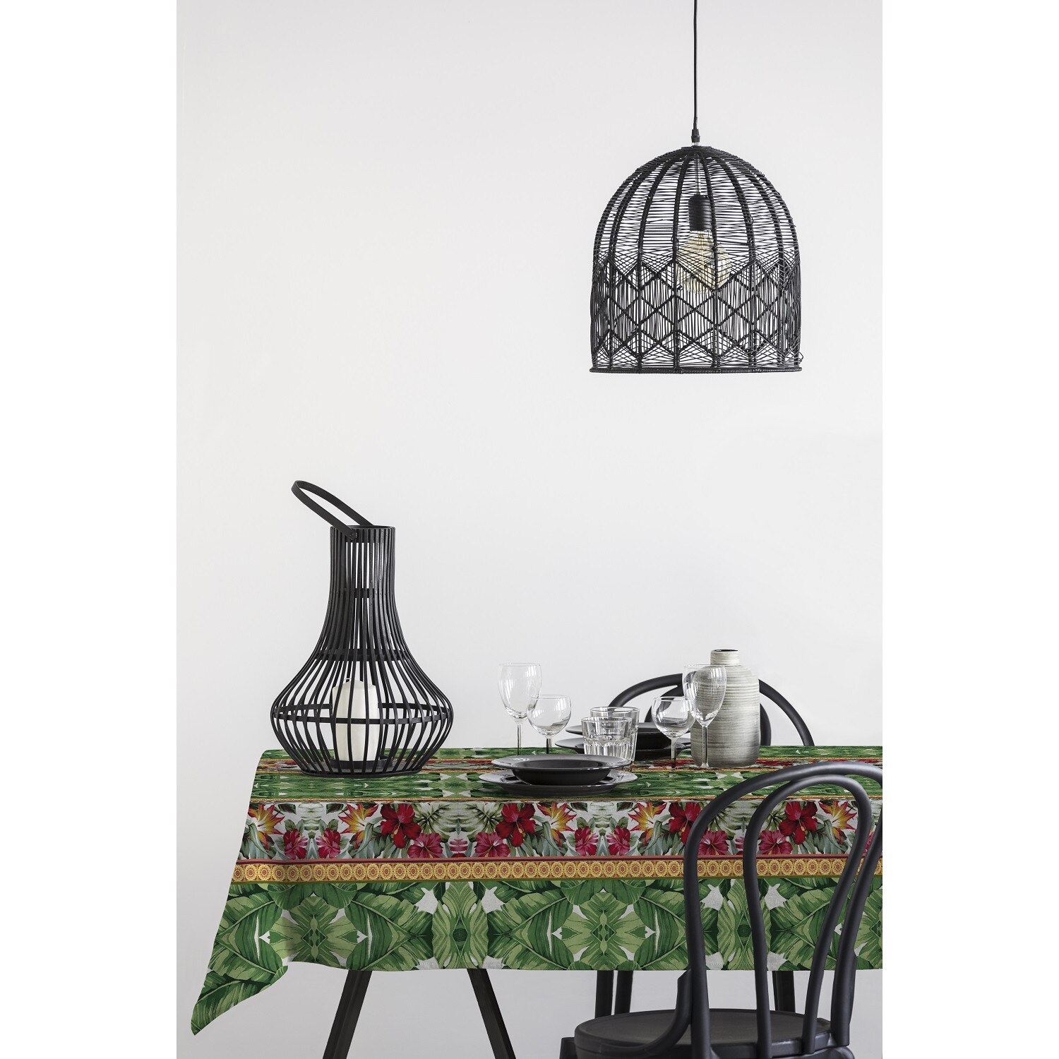 Fata de masa musama (100 %compus moale PVC) Gemitex verde cu rosu ...