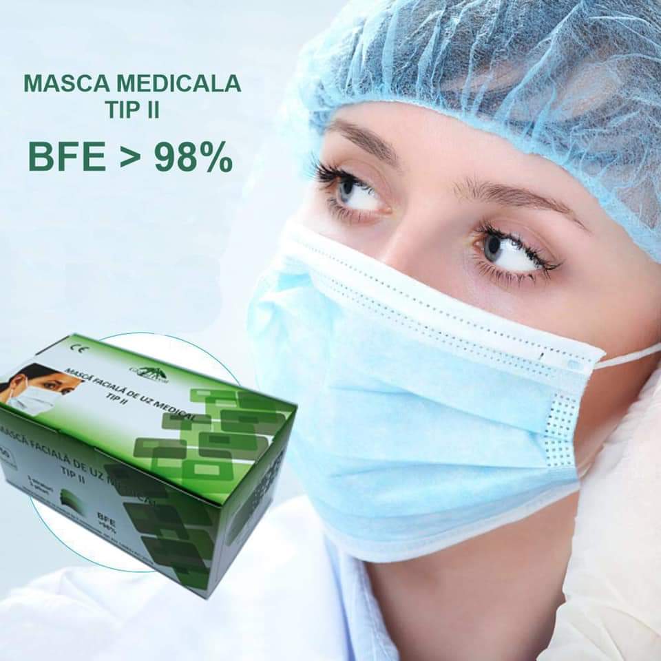 Set 50 bucati, Masca TIP II, negre, medicale - eMAG.ro