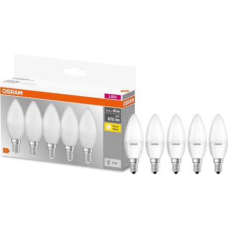 Set 5 becuri LED Osram Base Classic B40, E14, 4.9W (40W), 470 lm ...
