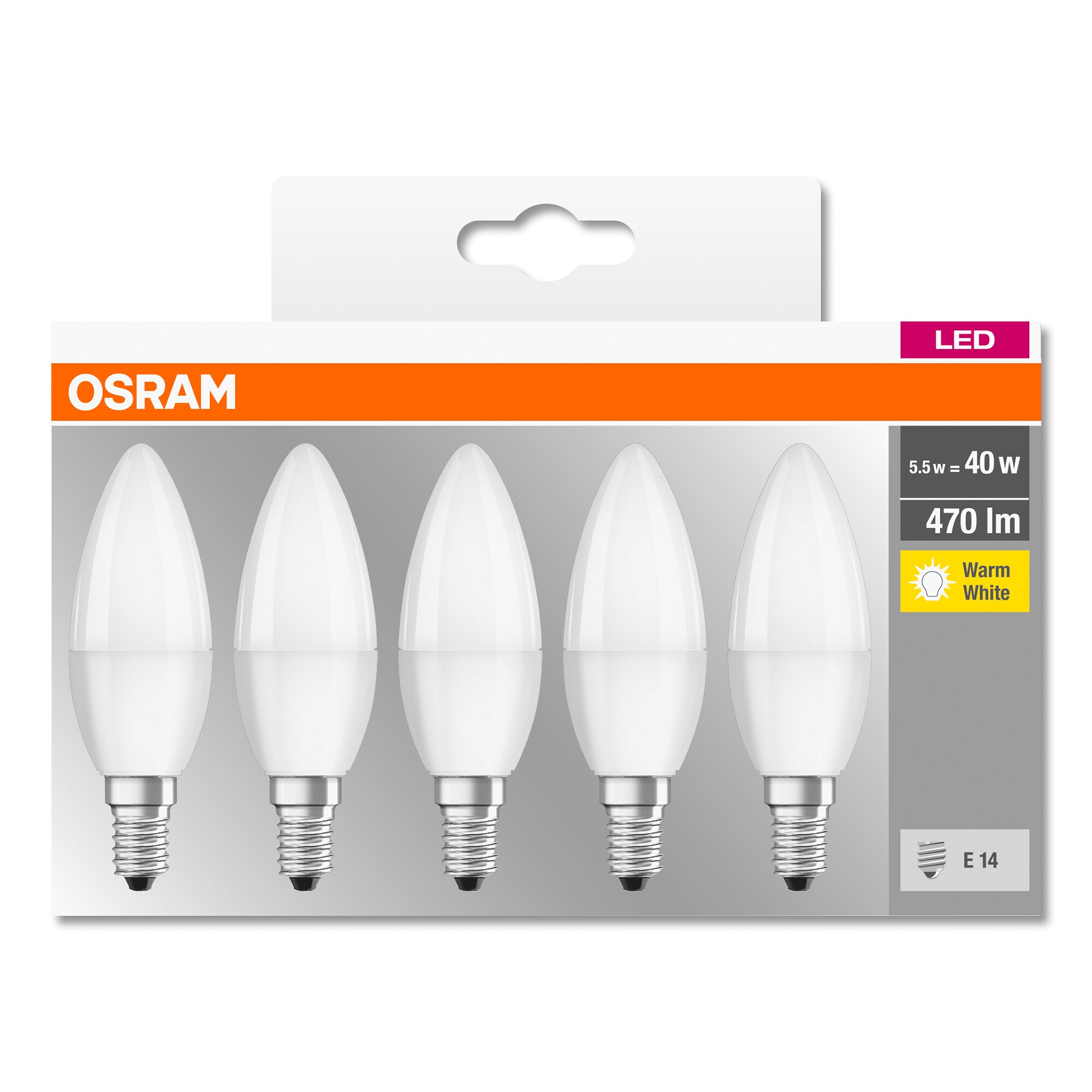 Комплект 5 крушки Led Osram Base Classic B40 E14 5 5w 40w 470