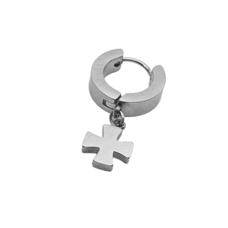 Cercel barbati,Jumpto,model cruce malteza, argintiu,13mm - eMAG.ro