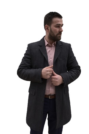 Palton barbati model 2024, 1 gri pepit inchis, lana - eMAG.ro