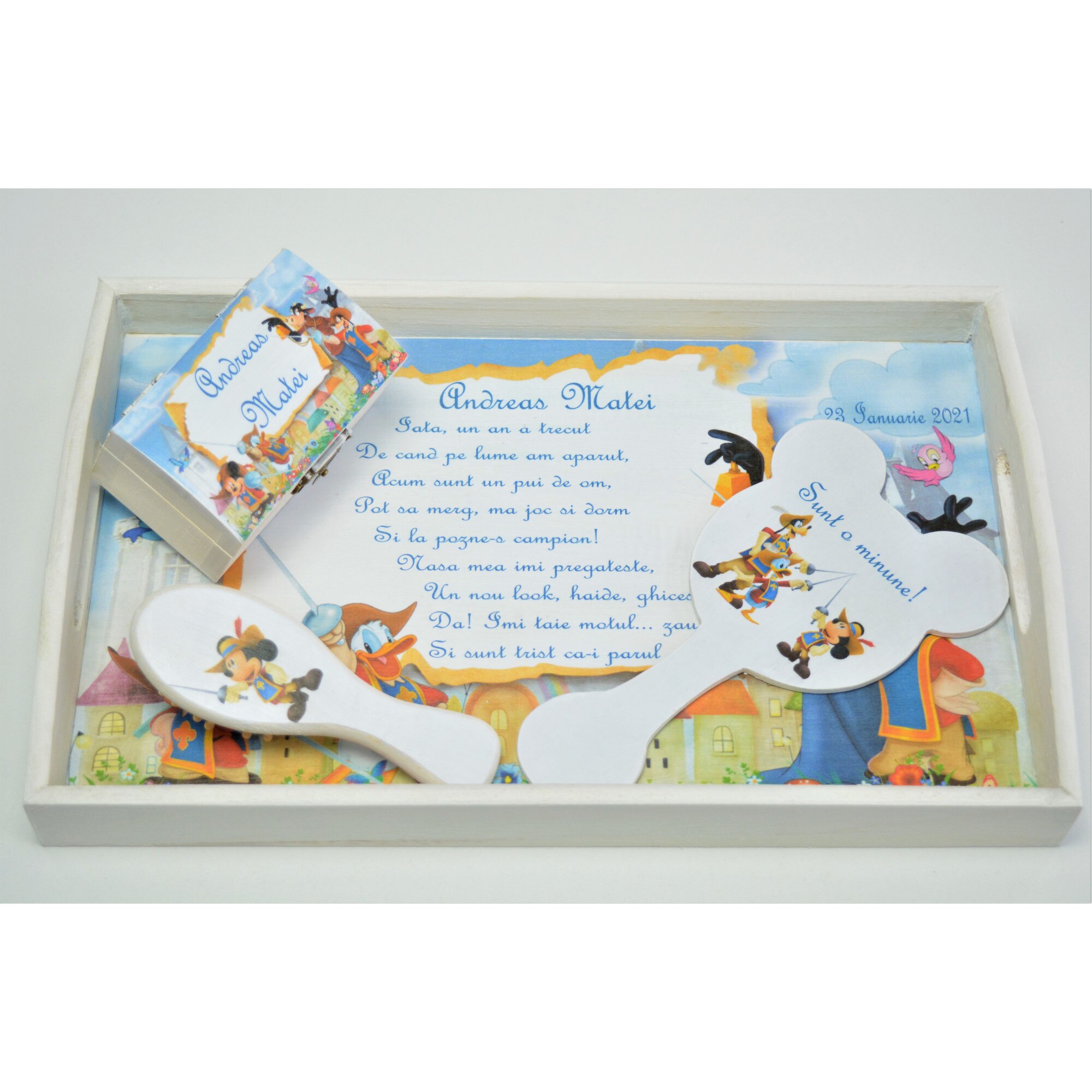 Set tava mot turta personalizata Disney Land, Prima aniversare 1 an, 7 ...