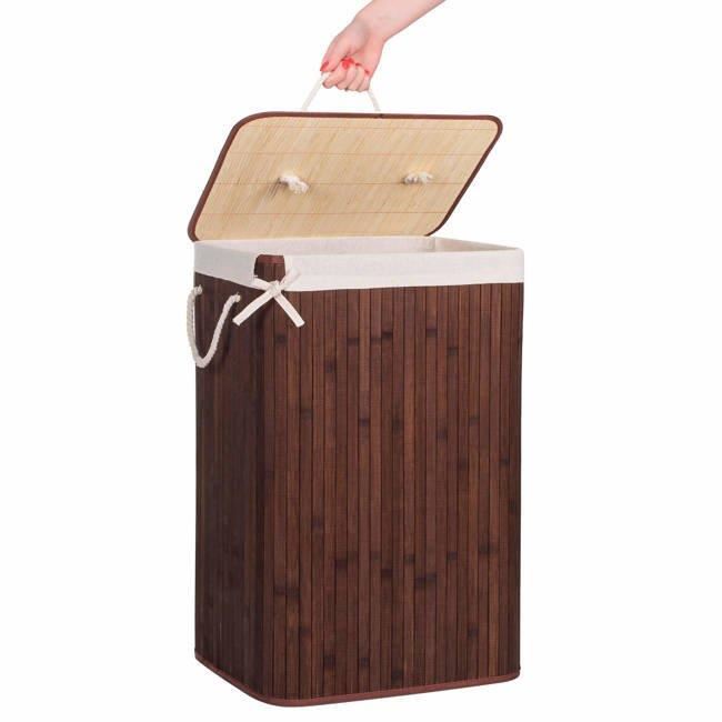 Cos rufe, bambus, maro, 72 L, 40x30x61 cm, Springos - eMAG.ro