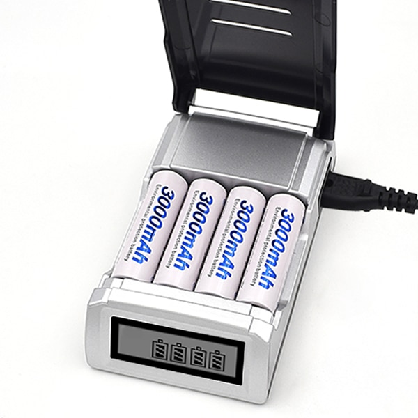 Incarcator inteligent pentru baterii AA/AAA/NiCd/NiMh, Kosiil®, Cu 4 ...
