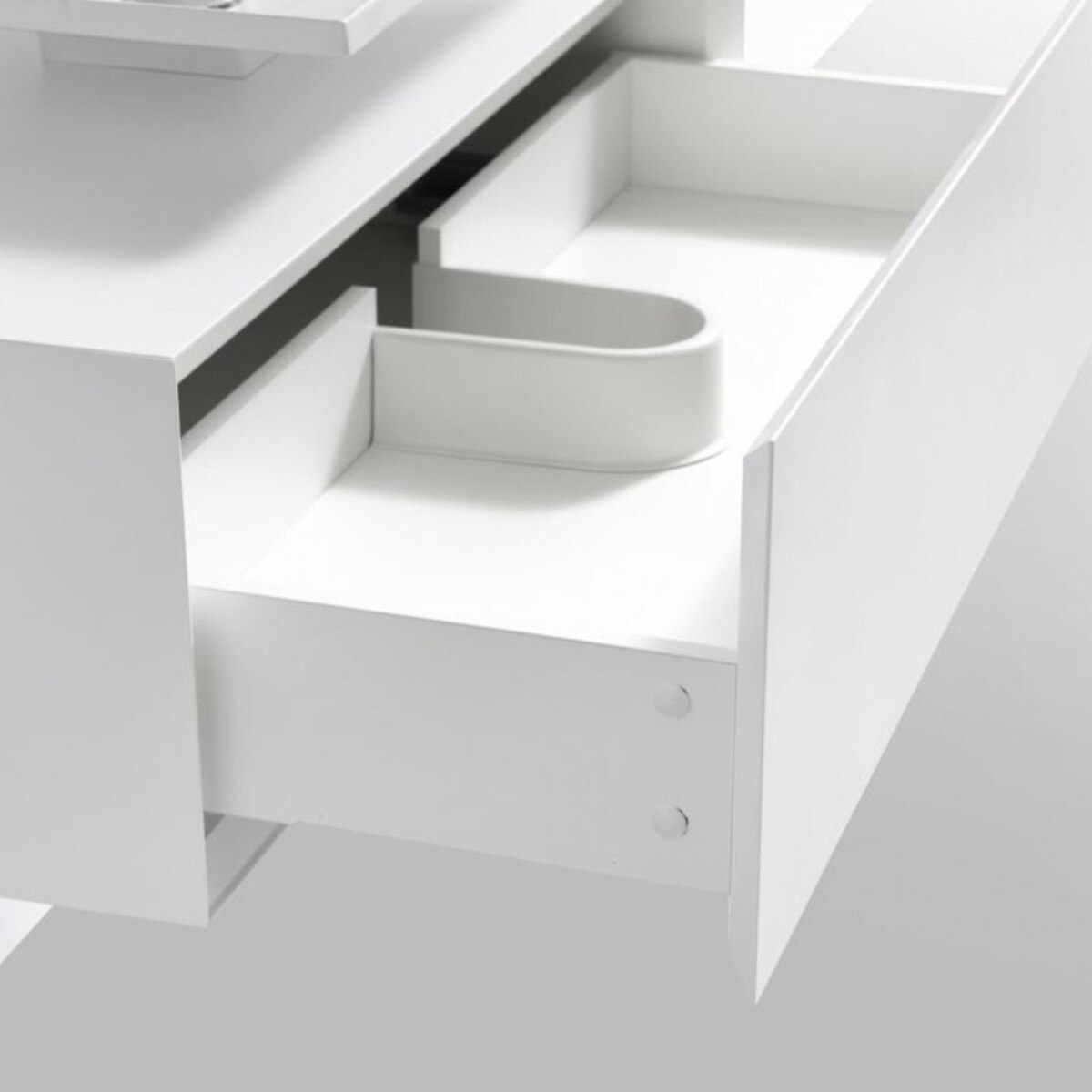 Mobilier de baie cu lavoar din compozit mineral inclus, Alb Mat, 80 cm ...