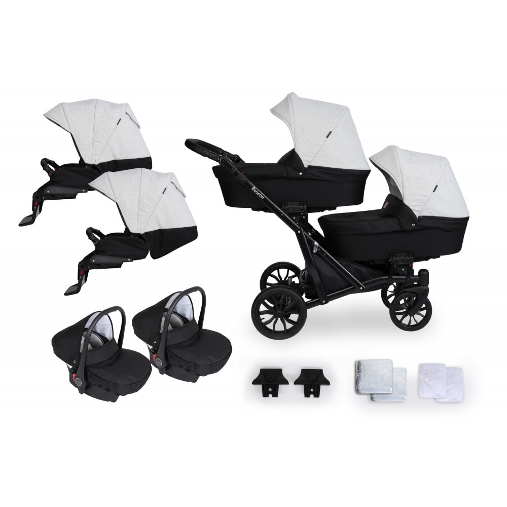 Carucior gemeni Kunert Booster Light 3 in 1 Gri/Jeans - eMAG.ro