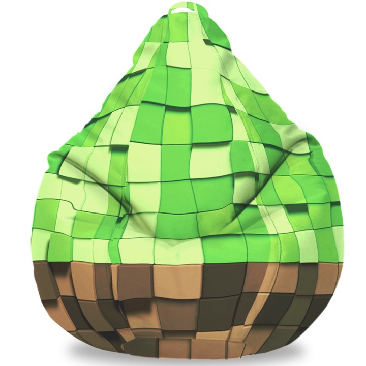 Fotoliu Puf FormTex BEAN BAG Minecraft tip para XL, 100x80x80cm, cu ...